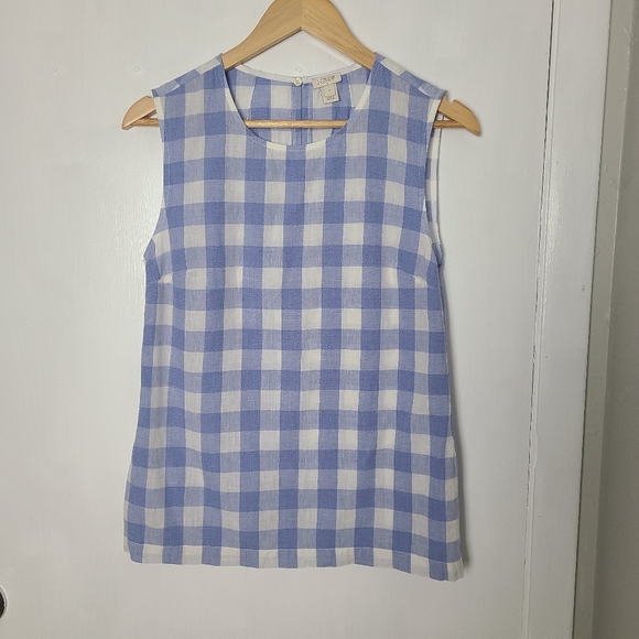 J. Crew | Tops | Jcrew Blue White Checkered Print Top 4 C5 | Poshmark